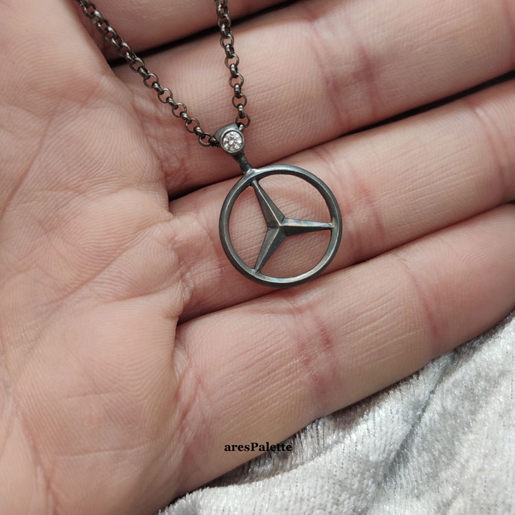 Mercedes Benz Necklace ''Black Edition'' Handmade 925 silver