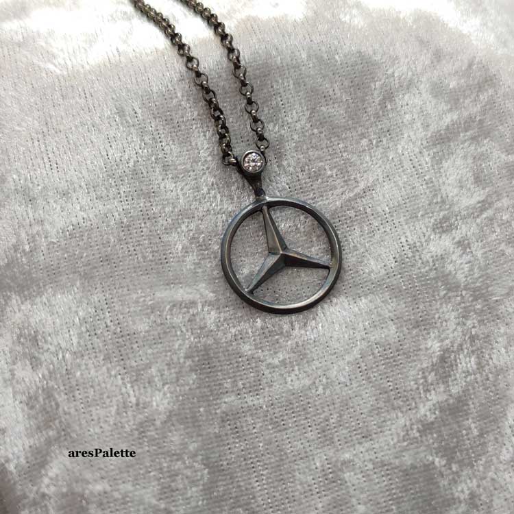 Mercedes Benz Necklace ''Black Edition'' Handmade 925 silver