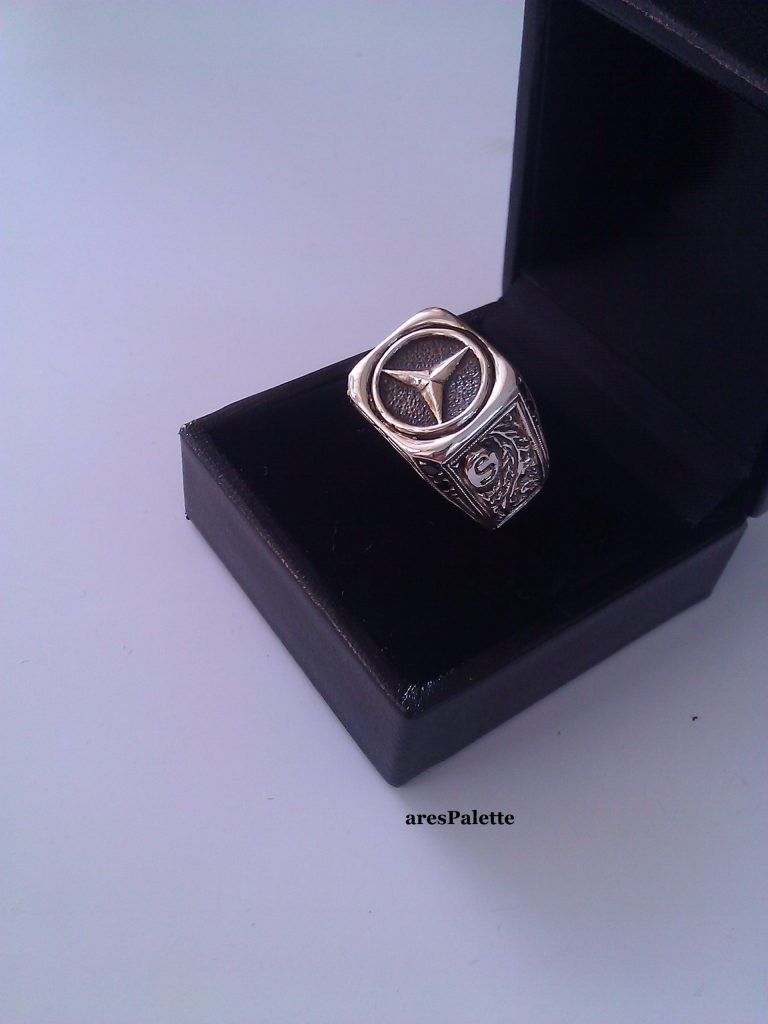 Mercedes Ring Special design ring-925 silver-Black Swarovski-Custom ...