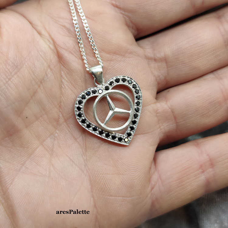Mercedes Necklace ''Love Edition'' 925 Solid Silver